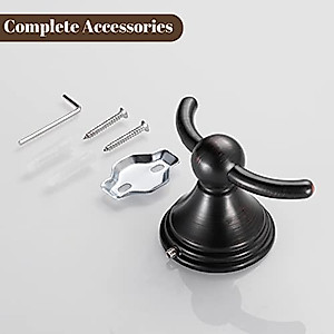 WOLIBEER Bronze Towel Hooks,Bathroom Coat Hook Oil Rubbed Bronze,Farmhouse Robe Wall Hook Double Hanger Wall Mounted 2 Pack Bath Accessories