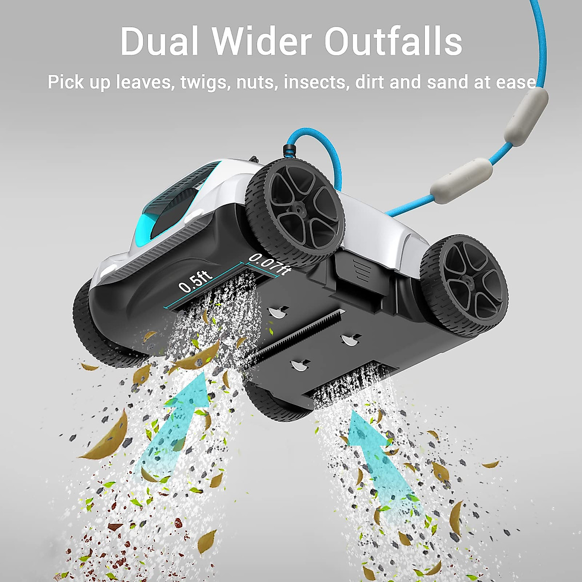 AIPER Automatic Pool Cleaner, Second Generation Robotic Pool Vacuum with Dynamic Dual-Drive Motors, Bottom Brush, 33ft Swivel Floating Cable, Ideal for Above/In Ground Pool Floor Cleaning