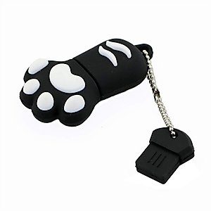Aneew 16GB Pendrive Cartoon Cute Black Cat Claw Footprint USB Flash Drive Memory Thumb Gift