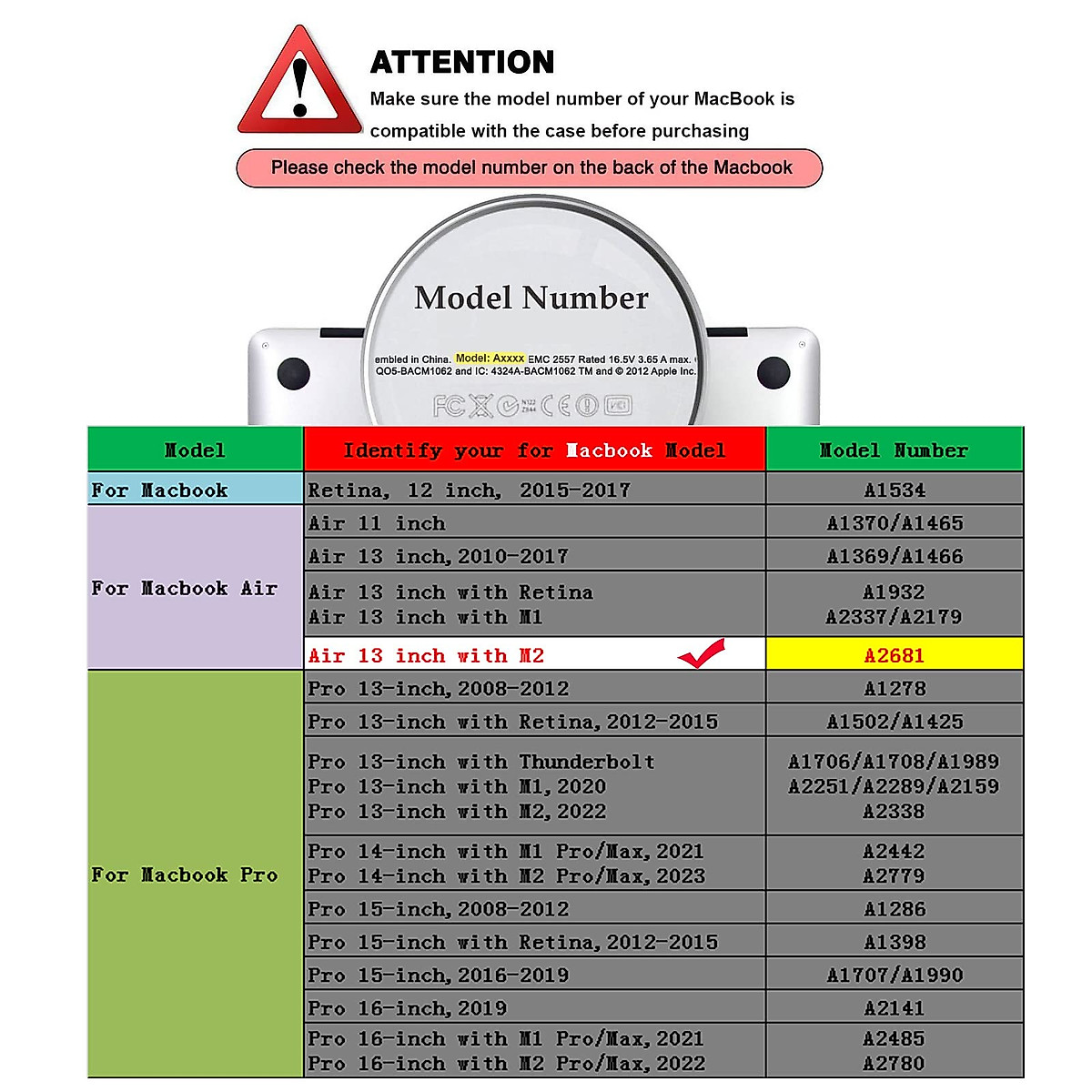 IVY Colored Marble Case for MacBook Air 13 with M2 (Models: A2681) Hard Shell Case with Keyboard Cover Set - C