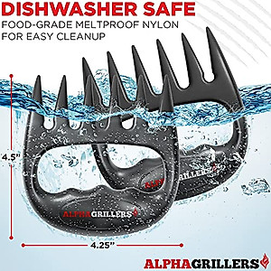 Alpha Griller Meat Claws for Shredding & Meat Shredder Tool - Meat Shredder Claws & Bear Claws for Shredding Meat, Smoker Accessories for BBQ Gifts for Men & Stocking Stuffers for Men