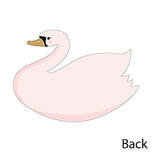Big Dot of Happiness Swan Soiree - Shaped White Baby Shower or Birthday Party Thank You Note Cards with Envelopes - Set of 12