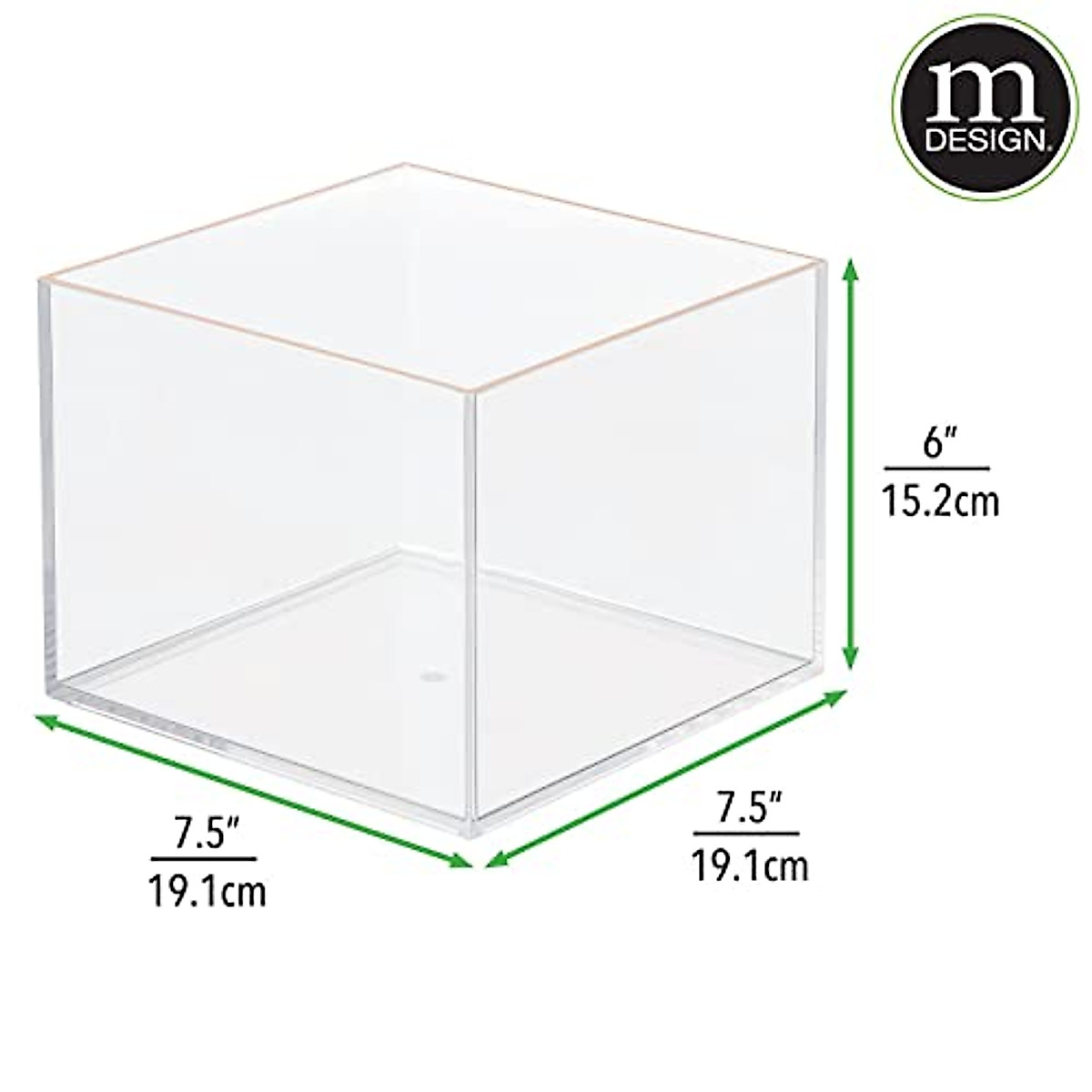 mDesign Makeup Organizer for Bathroom, Bedroom and Vanity Countertops, and Drawers; Storage Bins for Cosmetics, Brushes, Eyeshadow Palettes, Lipstick, Blush - Square - 3 Pack, Clear/Rose Gold