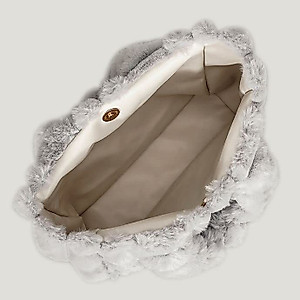 Women's Tote Handbag Fleece Shoulder Bag Hobo Tote Bag Faux Fur Retro Casual Clutch Cute Purse