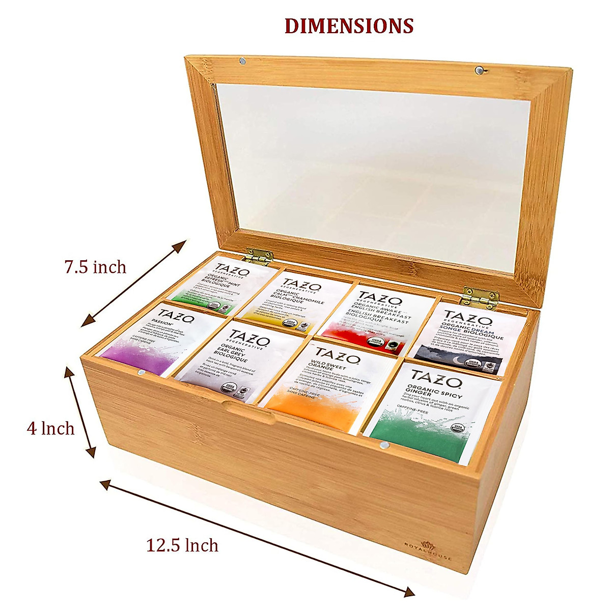 Eva's Gift Universe, Tazo Tea Bags Sampler Variety in Bamboo Tea Bag Organizer (80 Count) 16 Different Flavors Gifts for Parents Mom Dad Tea Lovers Couples