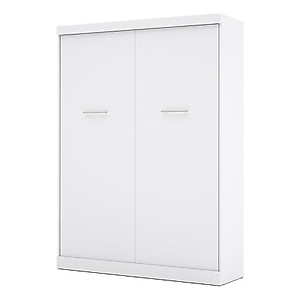 Pemberly Row Newton Easy-Lift Dual Piston Queen Size Murphy Wall Bed in White
