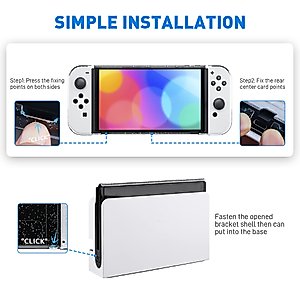FUNDIARY Glitter Dockable Cover Case Compatible with Nintendo Switch OLED, Protective Shell for Switch OLED and Comfort Grip for Joy Con with Screen and 12 Thumb Caps - Glitter TPU Joy Con Case