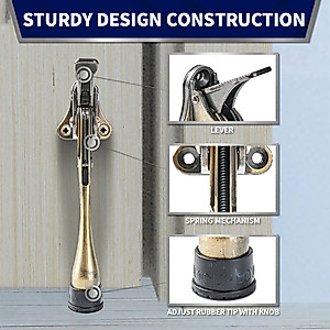 HOME&I Kickdown Door Stopper, 6-Inch Commercial Heavy Duty Door Stop Holder Kick Door Kickstand Height-Adjustable Rubber Foot (Black)