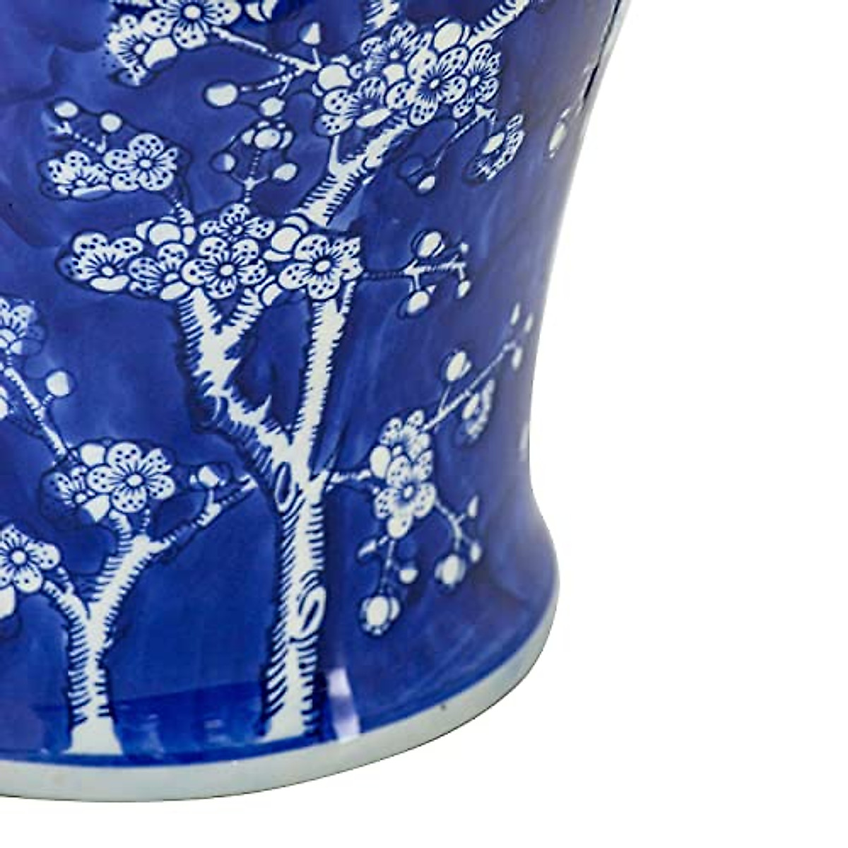 18" Porcelain Jar with Lid - Blue & White Cherry Blossom Print - Perfect for Any Room in Your Home