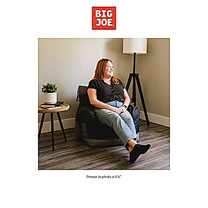 Big Joe Dorm Bean Bag Chair with Drink Holder and Pocket, Two Tone Black Smartmax, 3ft