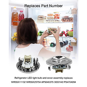 2 Pack Upgrade Refrigerator Led Light Bulb and Cover Assembly Replace WR55X11132 WR55X25754 WR55X26487 WR55X30603 WR55X30602 WR55X26486 Compatible with Ge Refrigerator Led Light Assembly