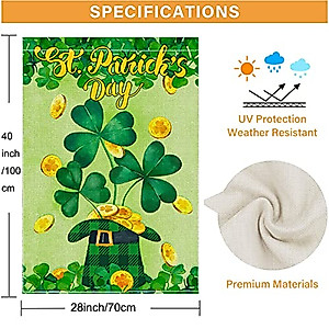 St Patricks Day Garden Flag, St Patricks Day Decorations, 28*40 inch St Patricks Day Flag with a Beautiful Shamrock Clover Pattern, Used to Decorate the Porch Courtyard Inside and Outside the House