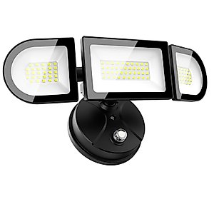 iMaihom 50W Dusk to Dawn LED Outdoor Lighting, 3 Adjustable Heads Flood Lights Outdoor, IP65 Waterproof Flood Light with Photocell, 4600LM 6500K Daylight White Security Light for Yard Garage Patio