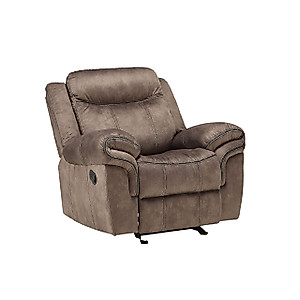 Acme Zubaida Velvet Motion Reclining Sofa (2-Tone Chocolate) and Horizontal Tufted Glider Recliner (2-Tone Chocolate) Bundle