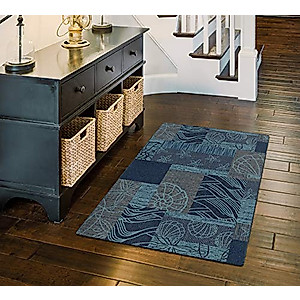 Brumlow MILLS Ocean Collage Sea Shell Print Area Rug for Living Room, Dining Room, Kitchen, Bedroom and Contemporary Home Décor, 30" x 46", Blue