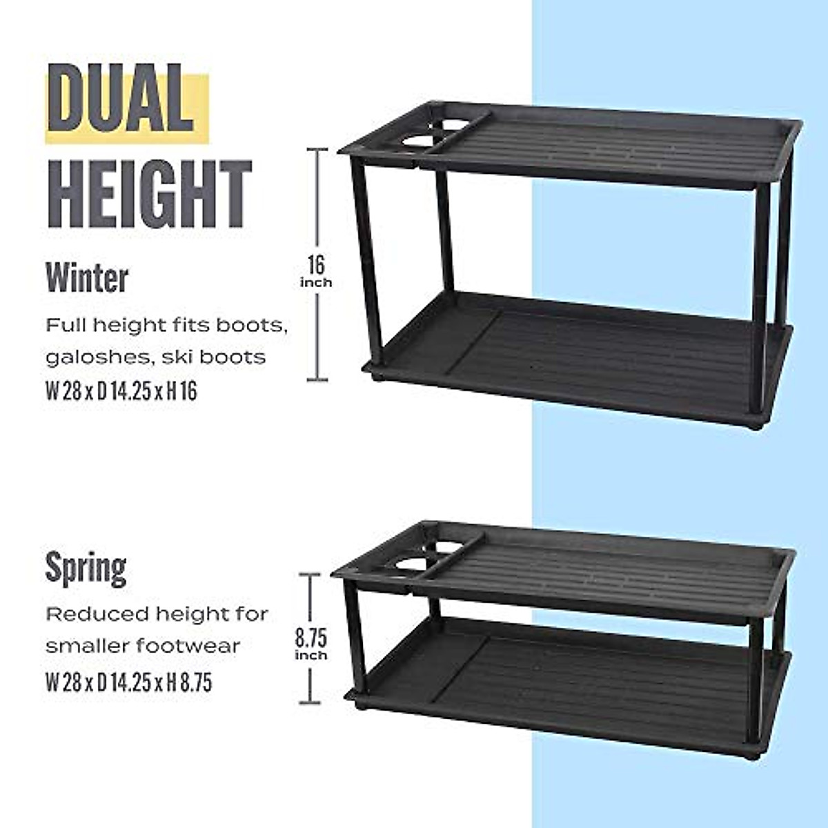 Innover | Two-Tier Boot Tray with Umbrella Stand, Multi-Purpose Shoe Rack Entryway Organizer