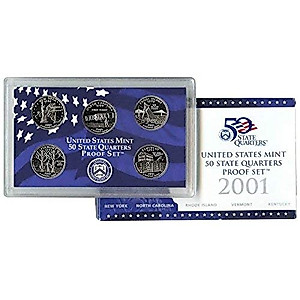 2001 S U.S. Mint Proof State Quarter Set - 5 Coins - OGP Original Government Packaging Superb Gem Uncirculated