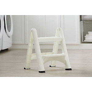 Rubbermaid FG420903WHT EZ Step 2 Step Folding Plastic Ladder Step Stool with Skid Resistant Foot Pads, White (3 Pack)
