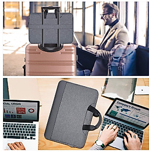 14 15 Inch Laptop Case, Men Women Laptop Bag Sleeve with Organizer for MacBook Pro 14" 16" M4/M3/M2/M1, Dell Inspiron 14, Lenovo Flex 5 14/Ideapad 3 14, HP Pavilion/Chromebook 14" Carrying Case, Gray