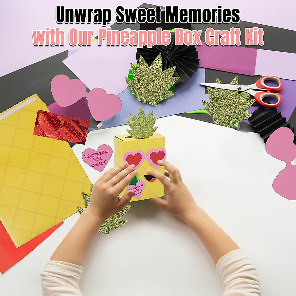 Fun Express Pineapple Box Valentine’s Day Craft Kit - Makes 2