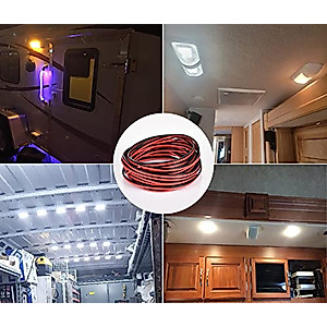 Dobertry RV Light Extension Cable Wire Cord for Led Interior Light Bar Strip Lights, 66ft 22awg Wires for RV Camper Motorhome Travel Trailer Cargo Van Cabinet Ceiling Dome Awning Porch underglow Light