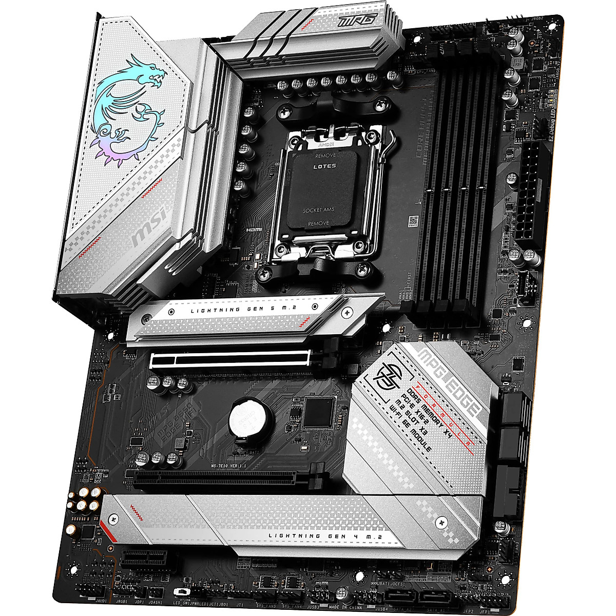 MSI MPG B650 Edge WiFi Gaming Motherboard (AMD Ryzen 9000/8000/7000 Series Processors, AM5, ATX, DDR5, PCIe 4.0, M.2, SATA 6Gb/s, USB 3.2 Gen 2, HDMI/DP, Wi-Fi 6E, Bluetooth 5.3, ATX)