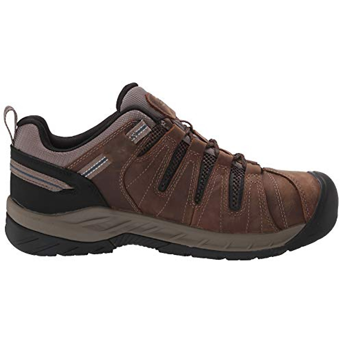 KEEN Utility Men's Flint 2 Low Steel Toe Waterproof Non Slip Work Shoe, Cascade Brown/Orion Blue, 10.5 Wide US