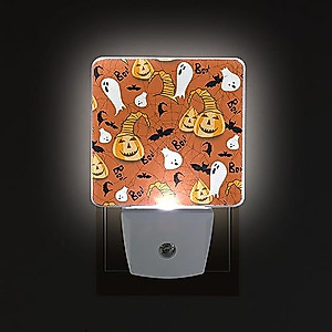 JSTEL Halloween Pumpkin Night Lights Plug into Wall Decorative Dusk to Dawn,Halloween Ghost Night Light Plug in,LED Nightlights for Bedroom Bathroom Kitchen Hallway Stairs