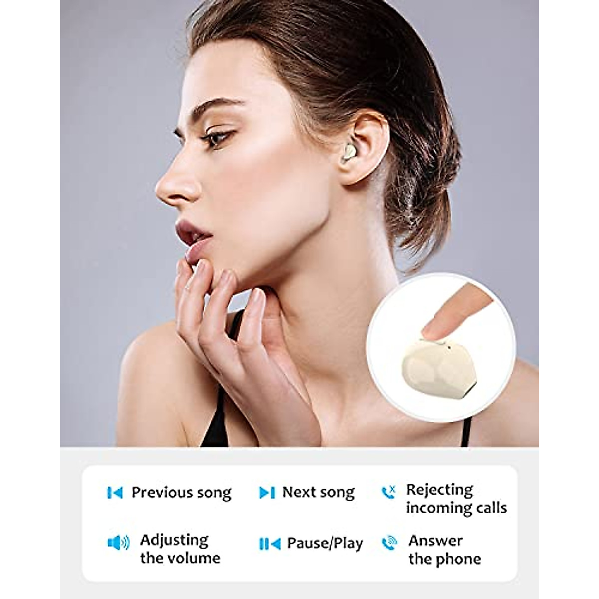 SZHTFX Invisible Earbuds Small Mini Wireless Bluetooth Earpiece Phone Discreet Earbud for Music, Home, Work