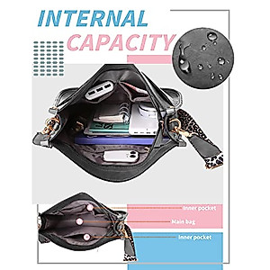 Crossbody Bags Purses Women Vegan Leather Leopard Guitar Strap Shoulder Bucket Handbags Designer Top Zipped Pockets Hobo Bags Gray