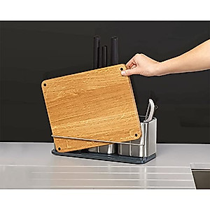 Joseph Joseph CounterStore Kitchen Utensil Holder Knife Block and Cutting Board Set, Stainless Steel