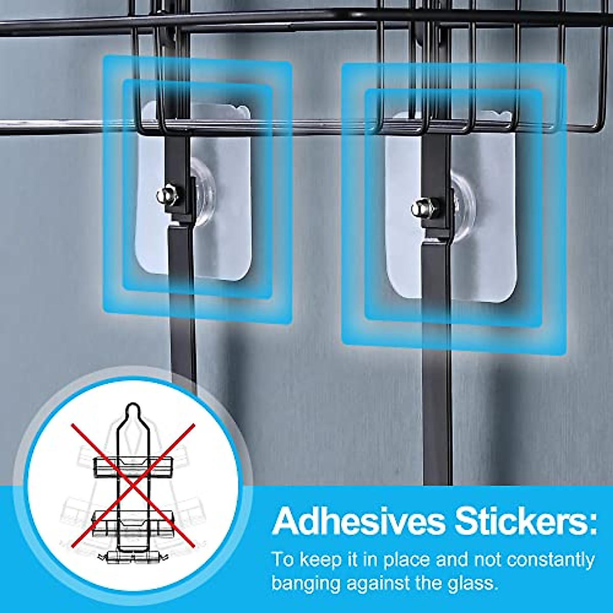 Hoomtaook Shower Caddy Over Shower Head Anti-Swing Shower Caddy Hanging Rustproof Shower Organizer, Shower Storage Rack with Hooks for Shampoo, Razor and Soap - Black