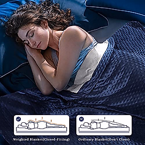 S agino Weighted Blanket & Removable Cover (15lbs, 60”x 80”)- 100% Oeko-Tex Certified Cotton Outer Layer & Premium Glass Beads, Including Weighted Eye Mask for Individual Use (~140lb)