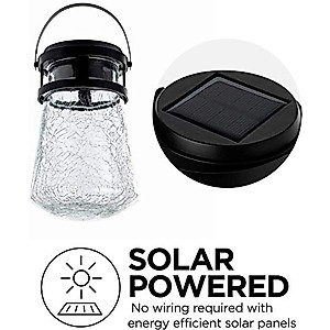 Home Zone Security Black Outdoor Solar Pathway Light - Warm 3000K Crackle Glass Path Lights for Walkway, Yard, & Garden No Wiring (4 Pack)