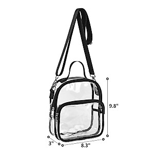 Clear Crossbody Purse Bag Stadium Approved Clear Tote Bag with Strap for Concert Sports Work Gym Games (Black)