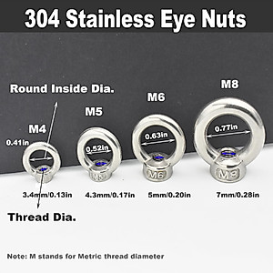 Floyutin 10 Pcs M8 Stainless Lifting Eye Nuts Thread Ring Shoulder Metric EyeNuts Fastener