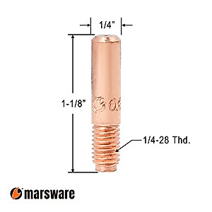 MARSWARE M15 MIG Welding Gun Accessory Kit, 087299 Contact Tip .023"-.025" 30 PCS for 169-589, 249039, 248282