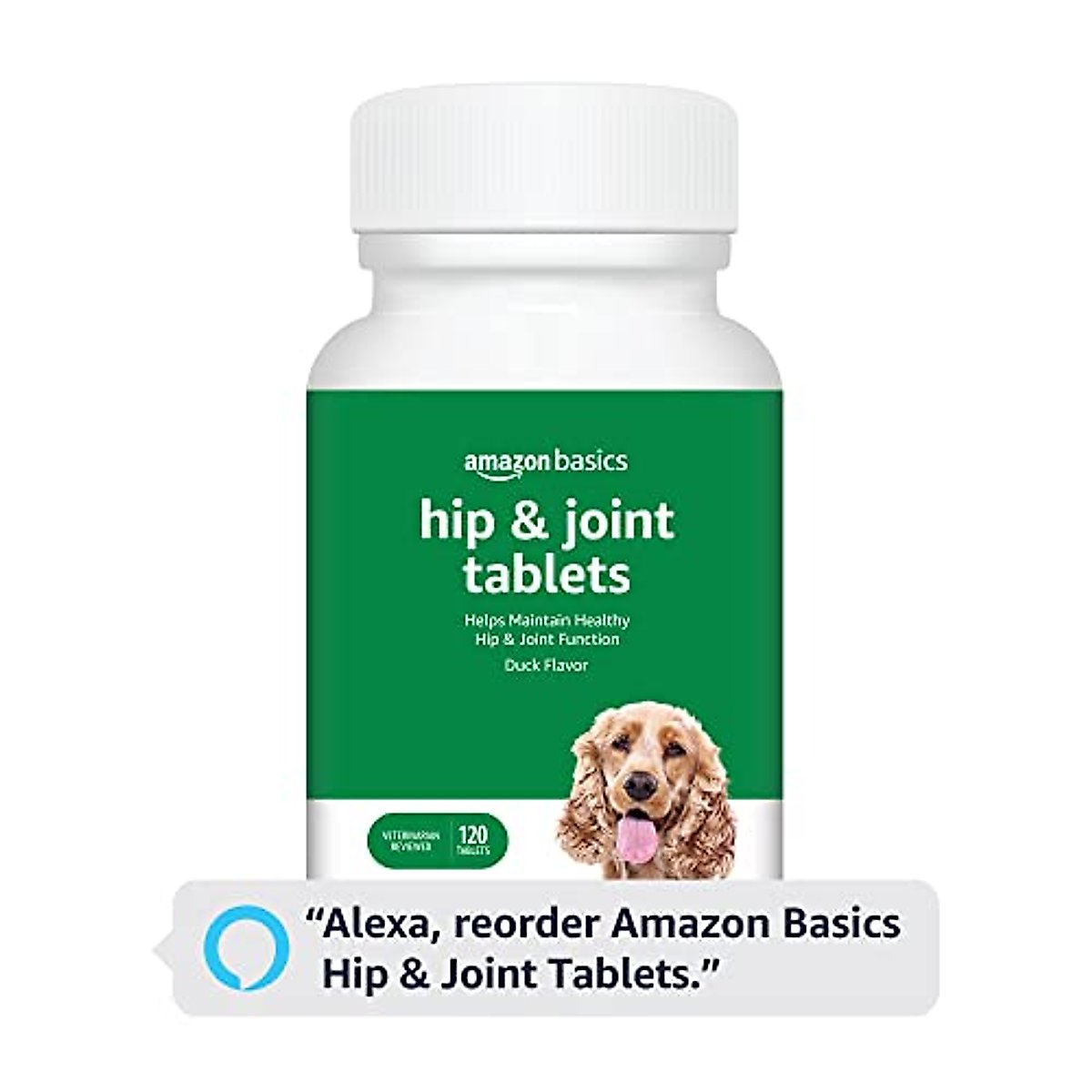 Amazon Basics Dog Hip & Joint Chewable Tablets, Duck Flavored, 120 Count (Previously Solimo)