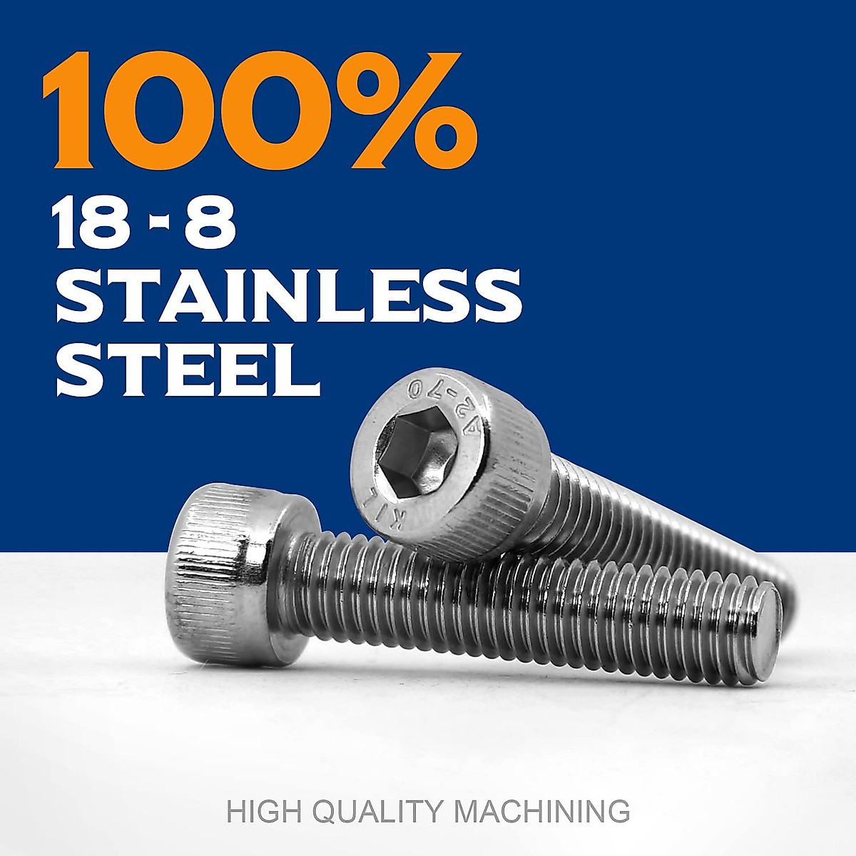 M8-1.25 x 60mm Socket Head Cap Screws Metric, Allen Socket Drive, 304 Stainless Steel (A2-70), Full Thread, Bright Finish, Machine Thread, Quantity 10