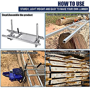 Topdeep Chainsaw Mill Aluminum Planking Milling Bar Size 14 to 36 Inches Wood Lumber Cutting Saw Mill with 9FT Portable Chainsaw Milling Rail Ladder Guide Tool…