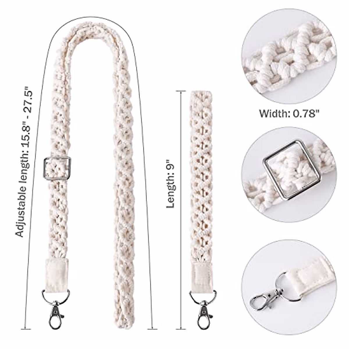 Mkono Macrame Cell Phone Lanyard For Phone Case Universal Set of 2 Adjustable Neck Phone Strap with Boho Woven Wrist Straps Key Chain Holder for Keys ID Card, Phone Lanyards for Around Neck