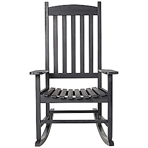Amazon Aware FSC Certified Outdoor Porch Rocker Chair, Acacia Wood, Black