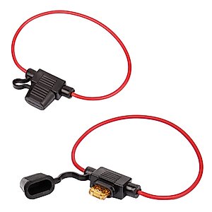 HUIQIAODS 2 Pack Mini Blade Fuse Holder 18 Gauge Waterproof Pigtail Inline Fuse Holder with 5A ATM Fuses