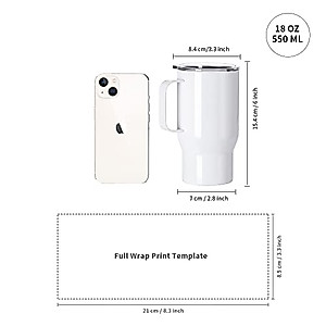 PYD Life Sublimation Tumblers Blanks 18 OZ White Coffee Travel Car Stainless Steel Kids Tumbler with Leakproof Lid and Handle, Sublimation Mugs for Cricut Mug Press and Tumbler Heat Press Print 4 Pack
