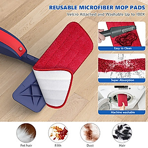 Microfiber Spray Mops for Floor Cleaning - BPAWA Wood Floor Mop with Spray Flat Dust Mop for Hardwood Laminate Tile Ceramic Kitchen Floors, Dry Wet Mop with 2X 550ML Bottles 4X Reusable Washable Pads