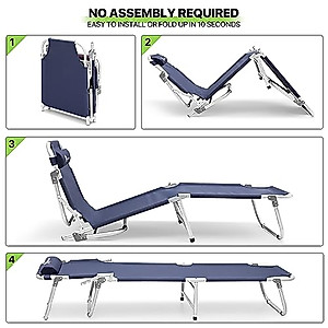 Magshion Ultralight Folding Tent Camping Cot Bed with Pillow Portable Design Comfort Small Collapsing Sleeping Bed Outdoor Traveling Picnic for Adults, Navy