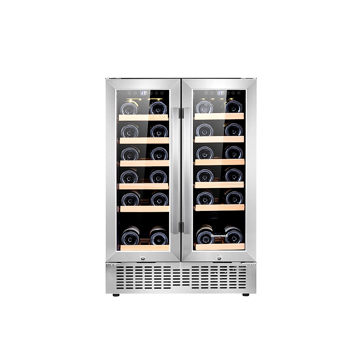 Honeywell 36 Bottle Dual Zone Compressor Wine Cooler Refrigerator, Large Freestanding Wine Cellar For Red, White, Champagne or Sparkling Wine, Digital Temperature Control, Stainless Steel