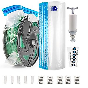 YOOPAI Filament Storage Bag Vacuum Kit - 20Pack Cleaning Drying Sealed Bags (Plastic 13.2 x 12.7inch) for 3D Printer Filament, with Desiccants/Humidity Indicator Cards/Hand Pump