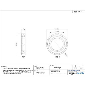 FAG 6217-2RSR-C3 Deep Groove Ball Bearing, Single Row, Double Sealed, Steel Cage, C3 Clearance, Metric, 85mm ID, 150mm OD, 28mm Width, 5000rpm Maximum Rotational Speed, 14400lbf Static Load Capacity, 18700lbf Dynamic Load Capacity