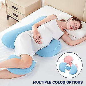 napz Pregnancy Pillows, Maternity Pillow Support for Backs, Hips, Legs, Belly, Pregnancy Must Haves, Soft Body Pillow for Pregnant Women and Baby with Detachable and Adjustable Pillow Cover (Blue)